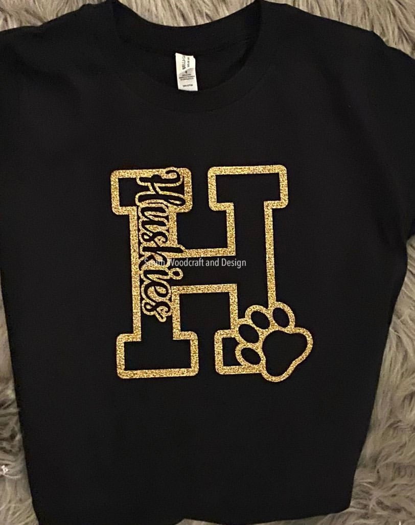 Glitter Cursive Huskies H | Smith Woodcraft And Design